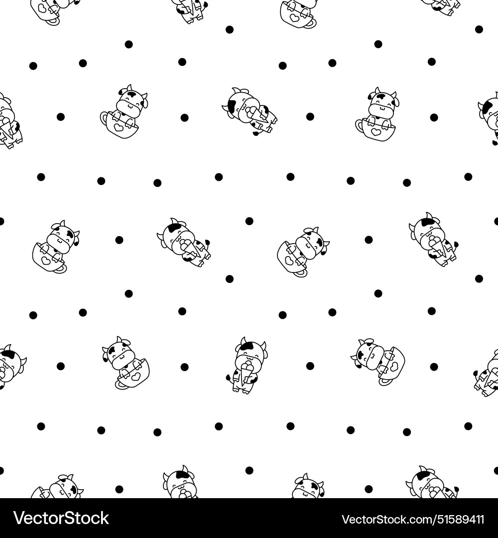 Beautiful cow seamless pattern coloring page Vector Image