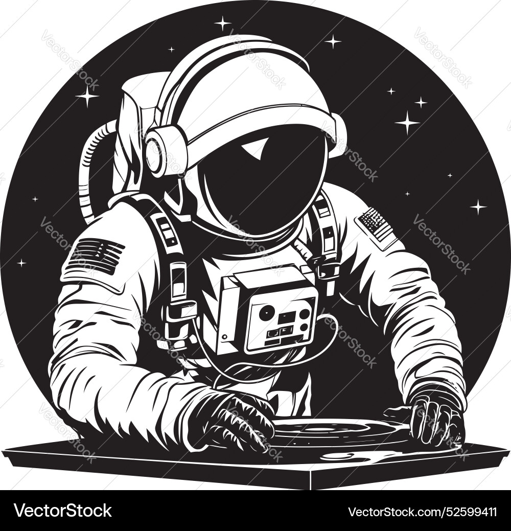 Celestial club design featuring space dj Vector Image