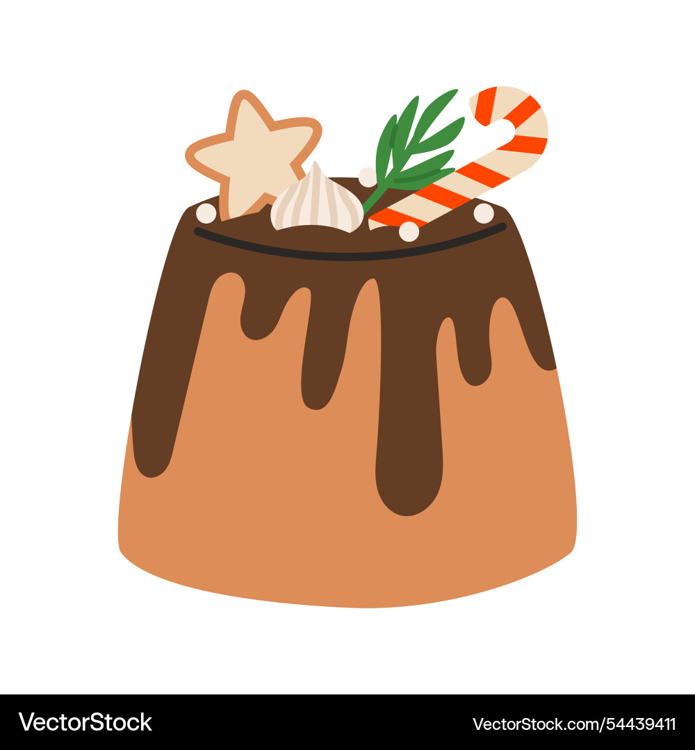 Christmas cake with sweet toppings Royalty Free Vector Image