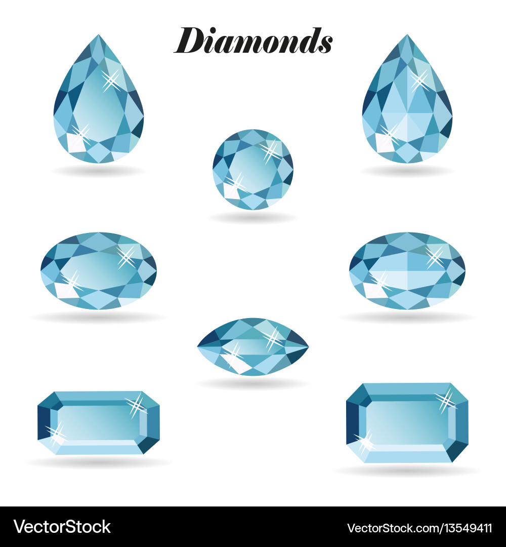 Diamonds set isolated objects Royalty Free Vector Image