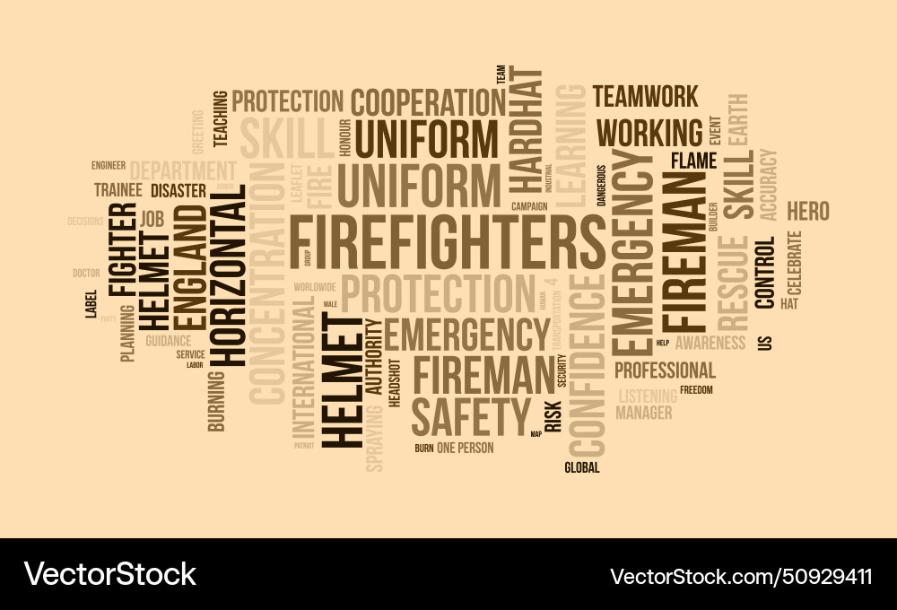 Firefighters day word cloud template career Vector Image