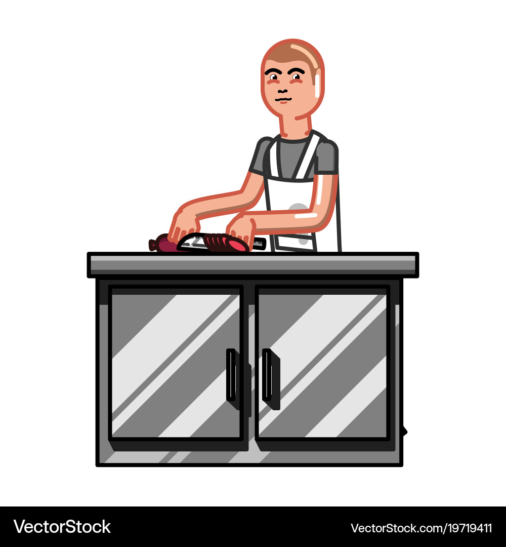 Kitchen worker man Royalty Free Vector Image - VectorStock