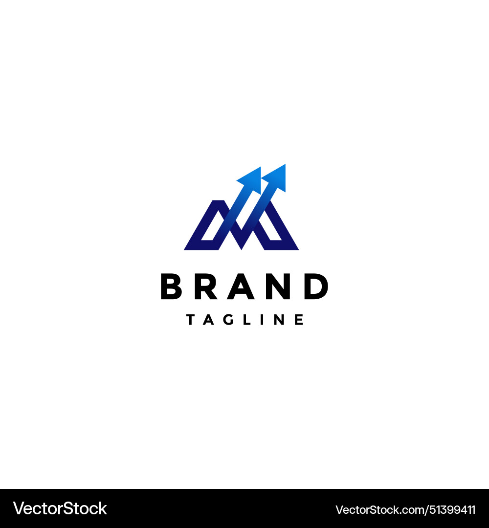 Letter m with two arrows logo design Royalty Free Vector