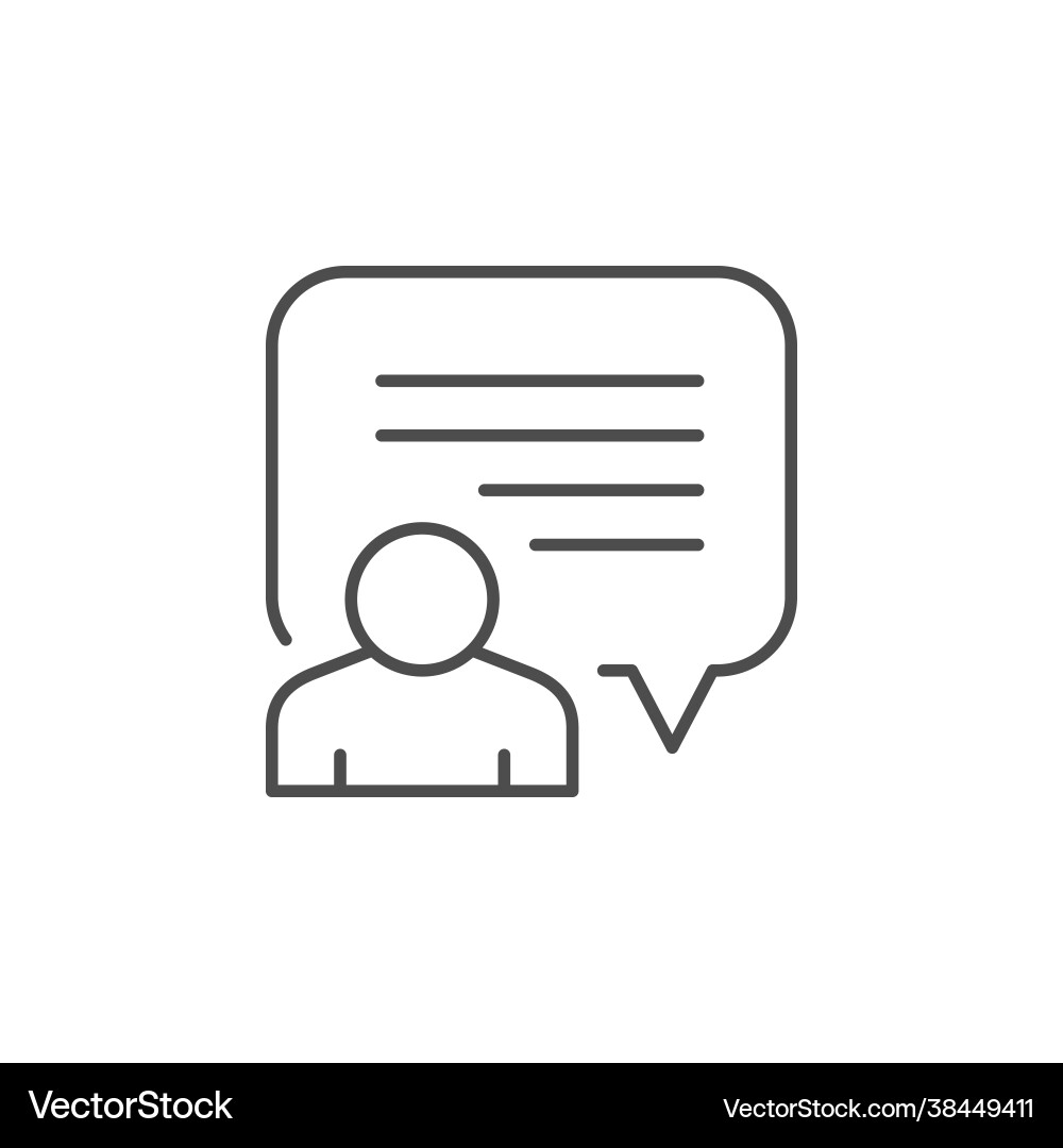 Person quote line outline icon Royalty Free Vector Image