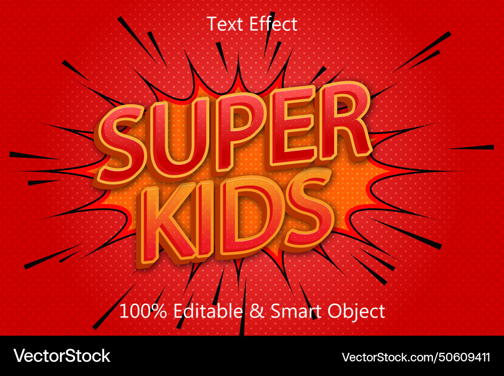 Super kids editable text effect 3 dimension Vector Image