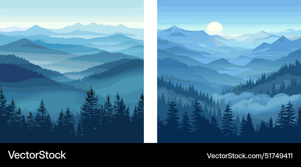 Thicket panoramic view cartoon scenes Royalty Free Vector