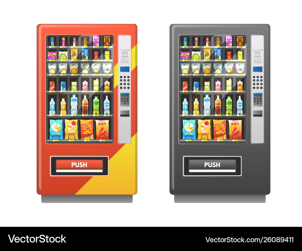 Vending machine snacks sandwich biscuit chocolate Vector Image