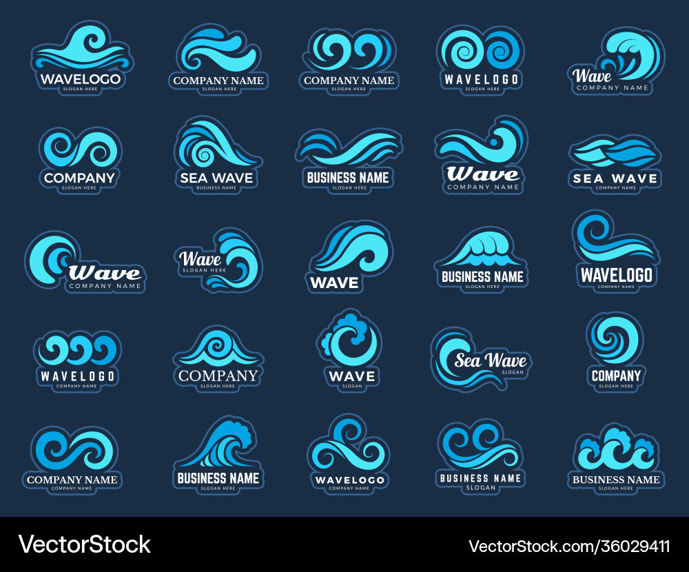 Wave logo stylized extreme round shapes water Vector Image