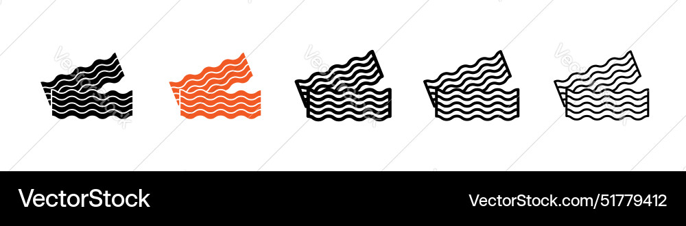 Bacon icon set crispy pork meat slice symbol Vector Image