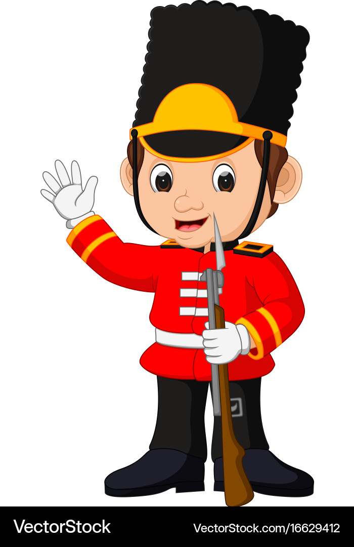 British guardsman cartoon Royalty Free Vector Image