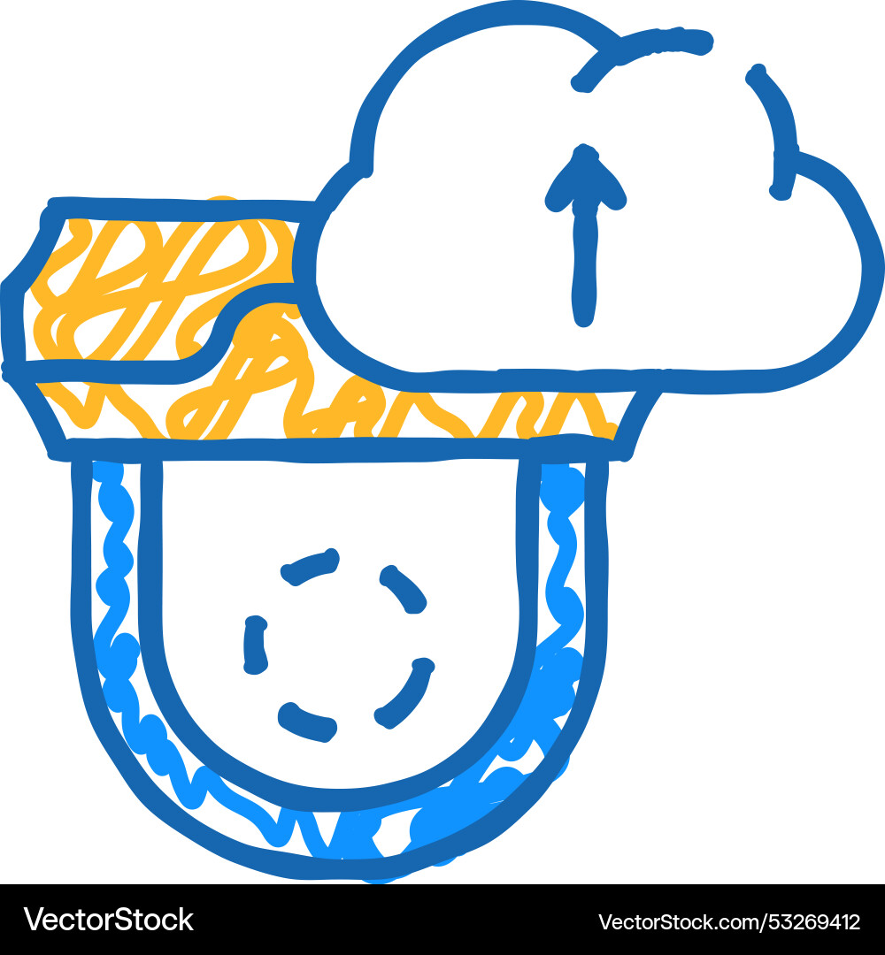 Cloud service for video camera icon doodle Vector Image