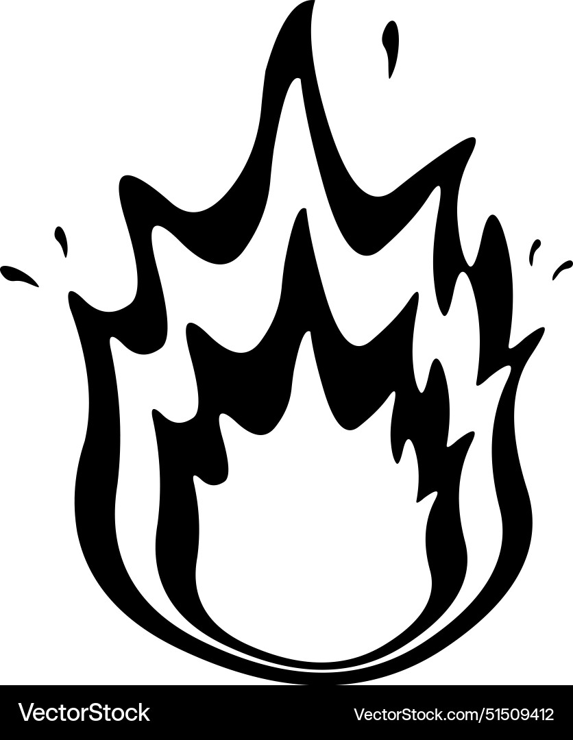 Drawing fire flame black and white Royalty Free Vector Image