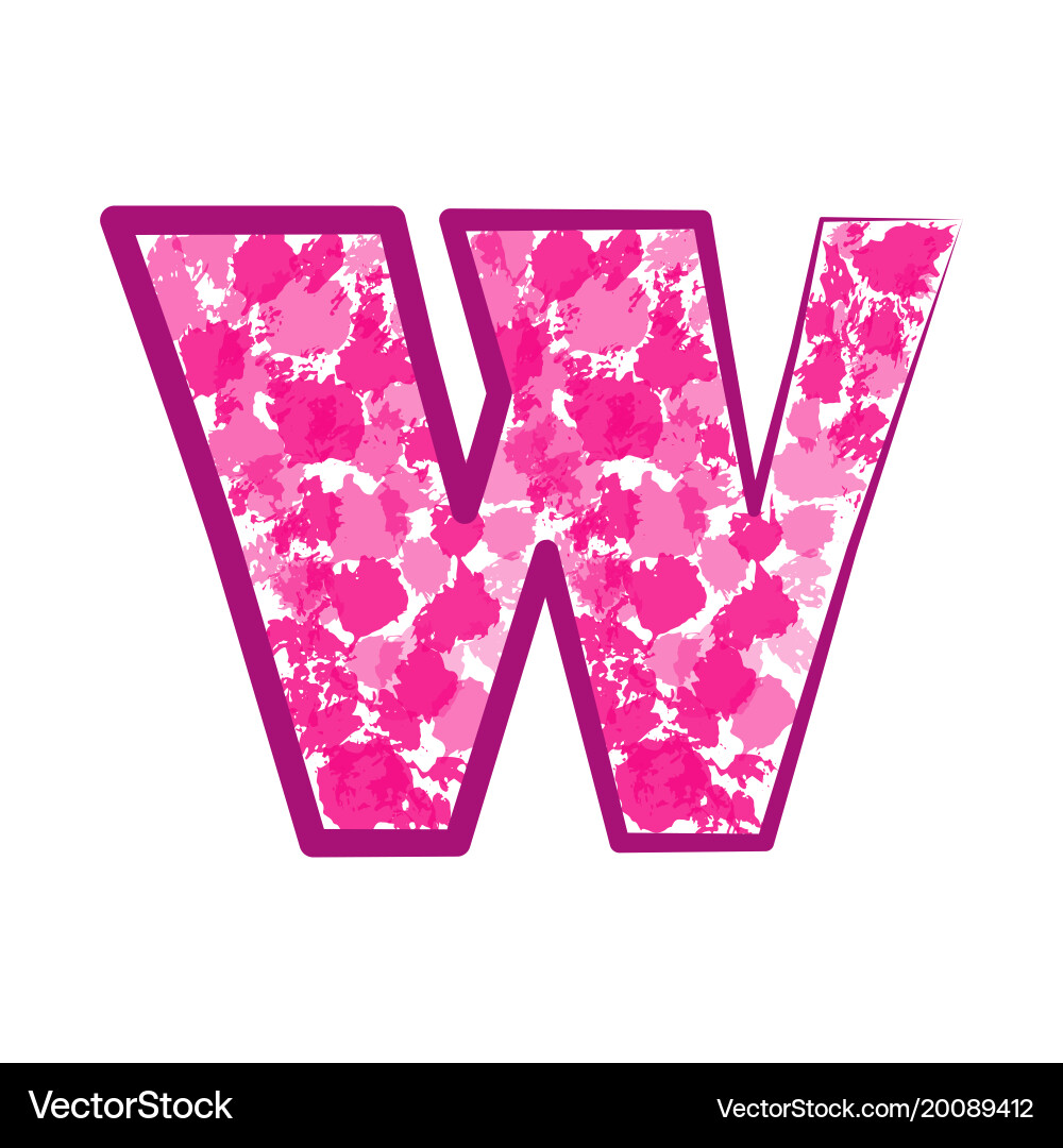 English pink letter w Royalty Free Vector Image