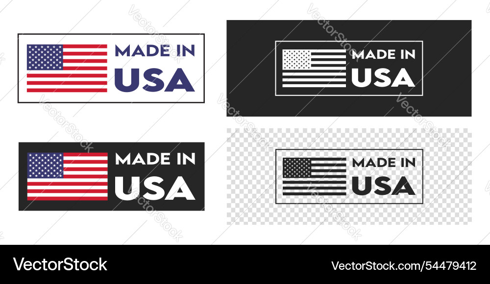 Hergestellt in usa badge mit flag-Elemente set Vektorbild