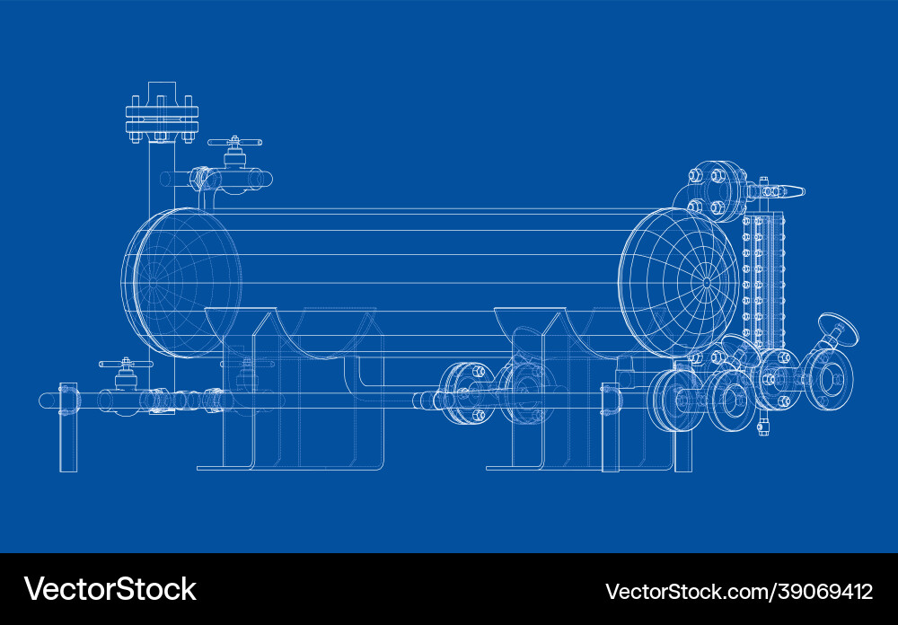 Industrial tank with valves Royalty Free Vector Image