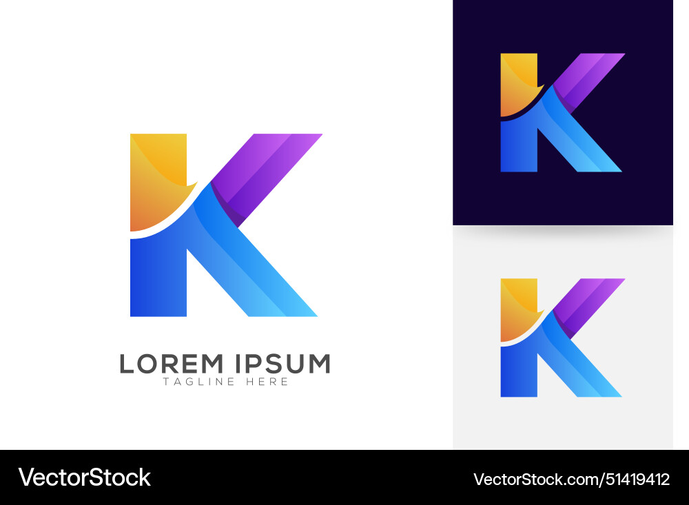 K letter logo design vibrant colors template Vector Image