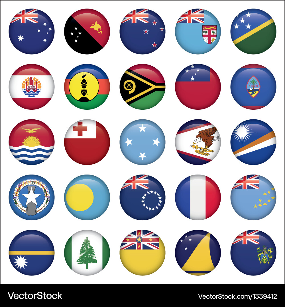 Oceania Flag Icons - Round Collection Royalty Free Vector