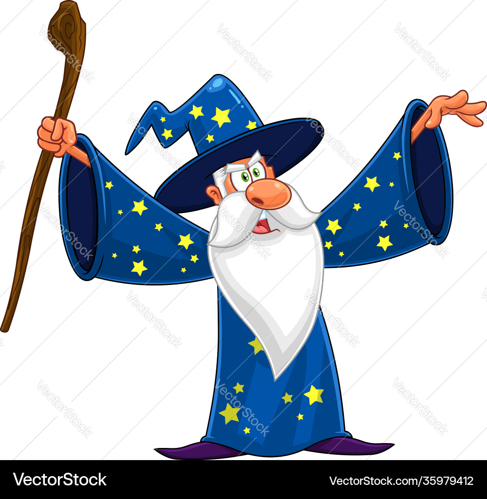 Old wizard cartoon character Royalty Free Vector Image