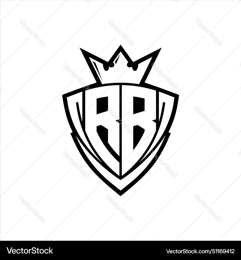 Rb letter logo with sharp triangle shield shape Vector Image