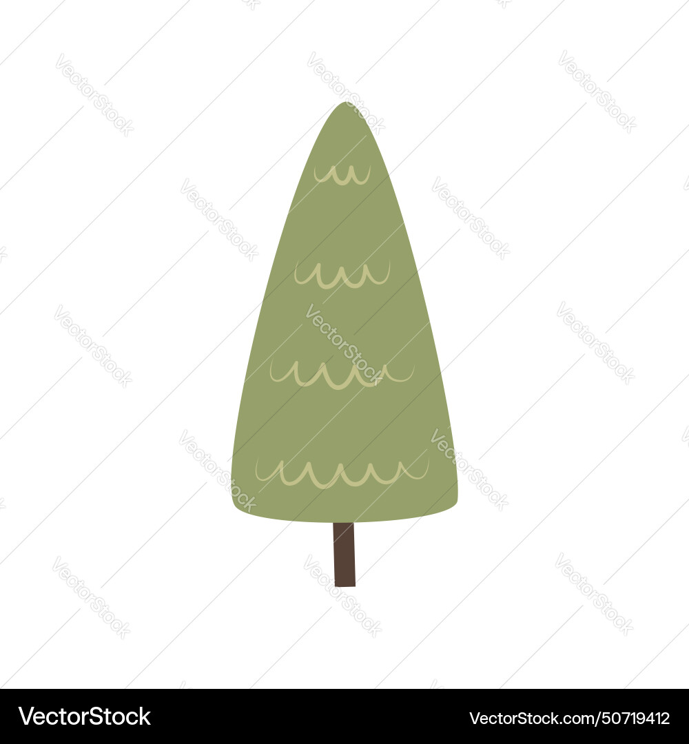 Simple cute pine tree doodle flat element Vector Image