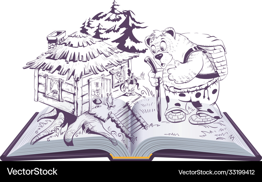 Teremok russian fairy tale open book Royalty Free Vector