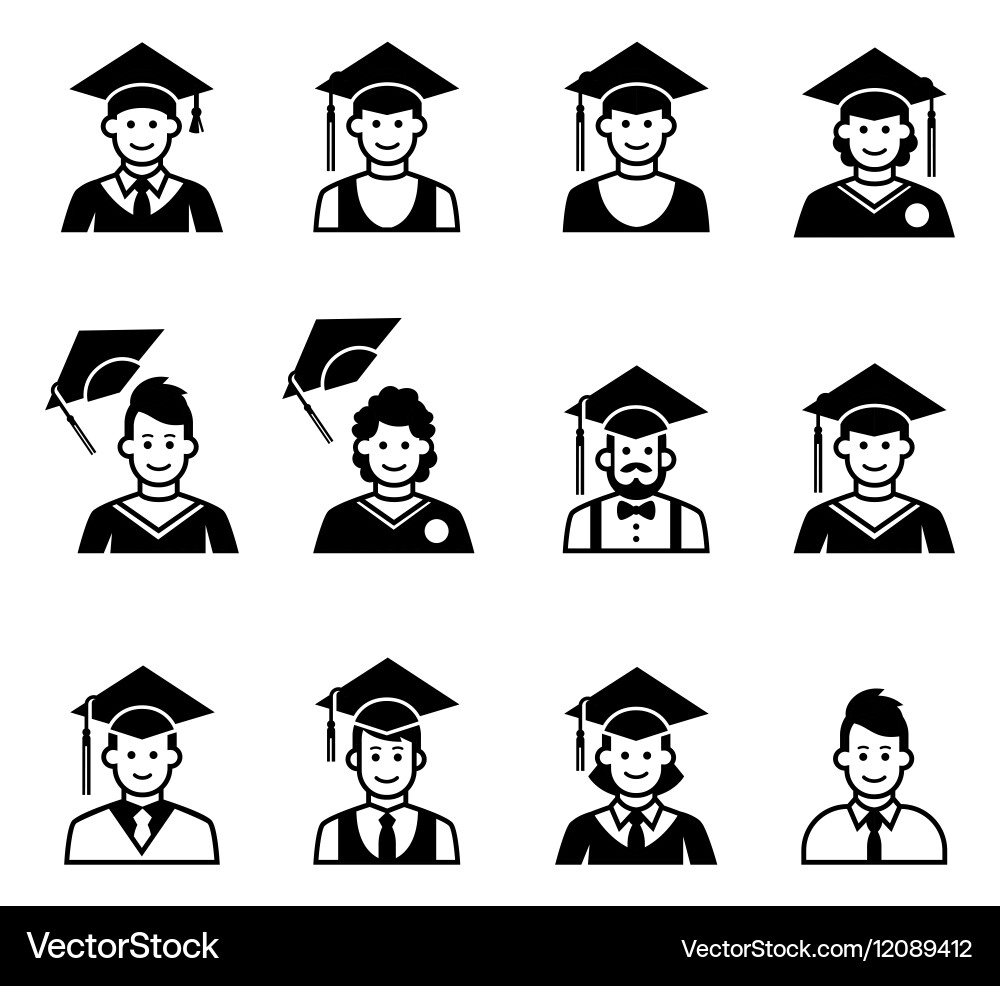 University students graduation avatar Royalty Free Vector