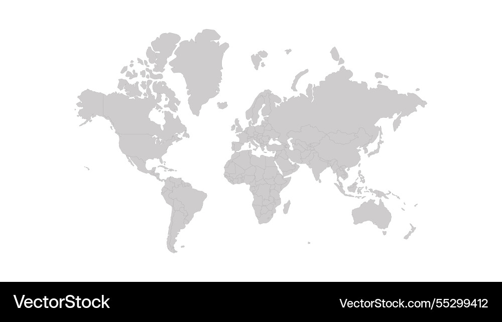 World map in grey white colors grayscale all Vector Image