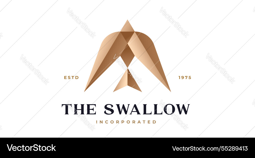Bird label sign logo swallow Royalty Free Vector Image