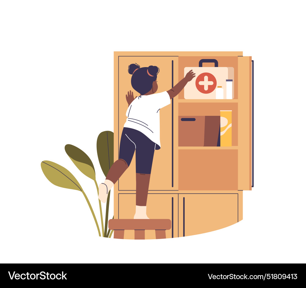 Child performing a dangerous action by climbing Vector Image