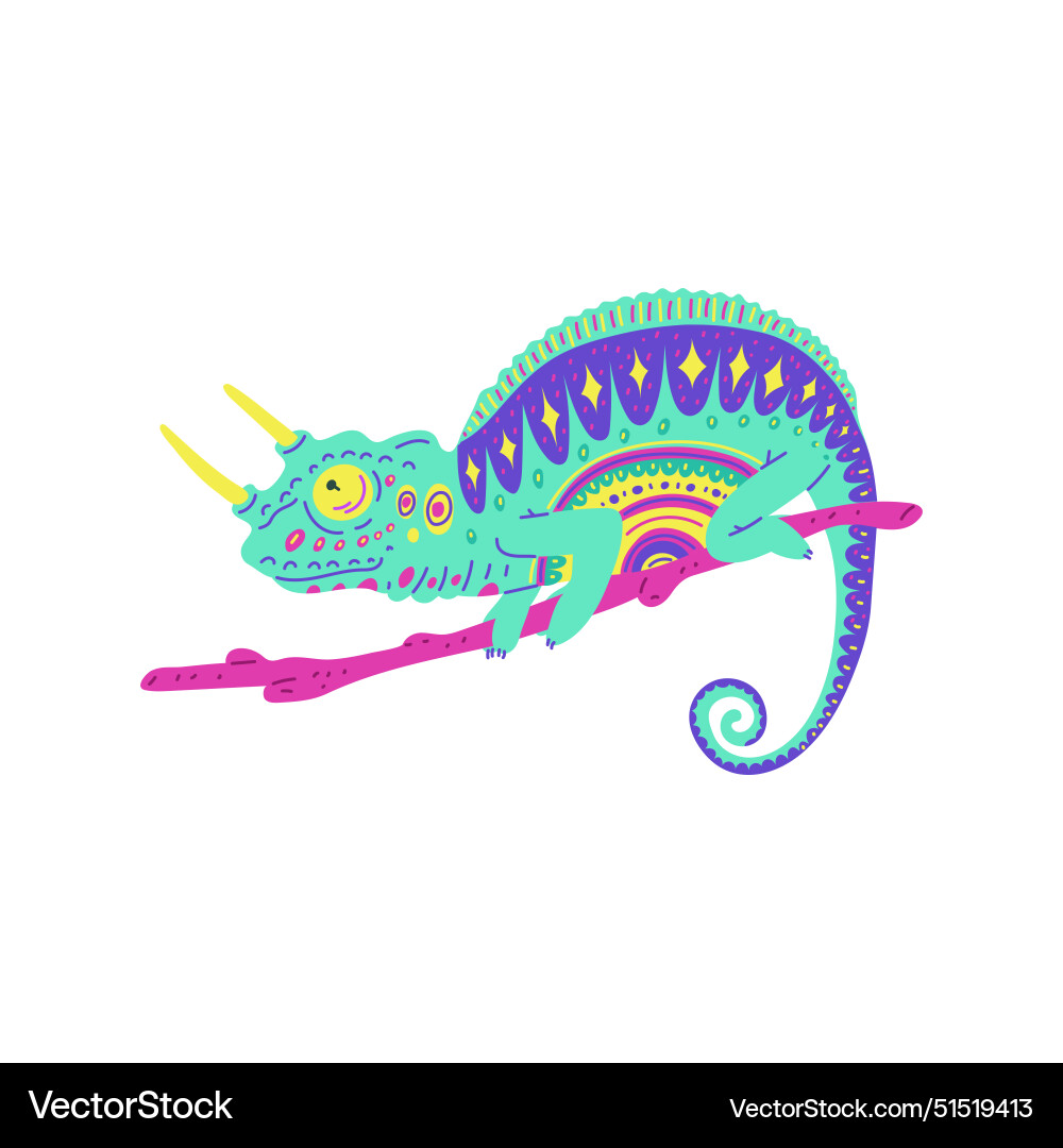 Cute colorful beautiful painted chameleon Vector Image