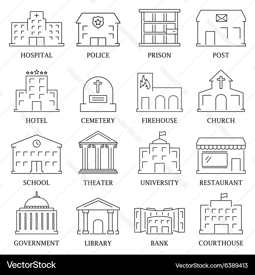 Government Building Icon Set Royalty Free Vector Image