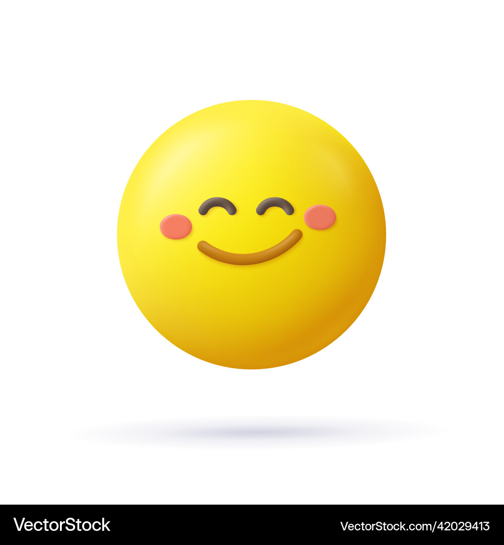 Happy emoji smiling face emoticon 3d icon Vector Image