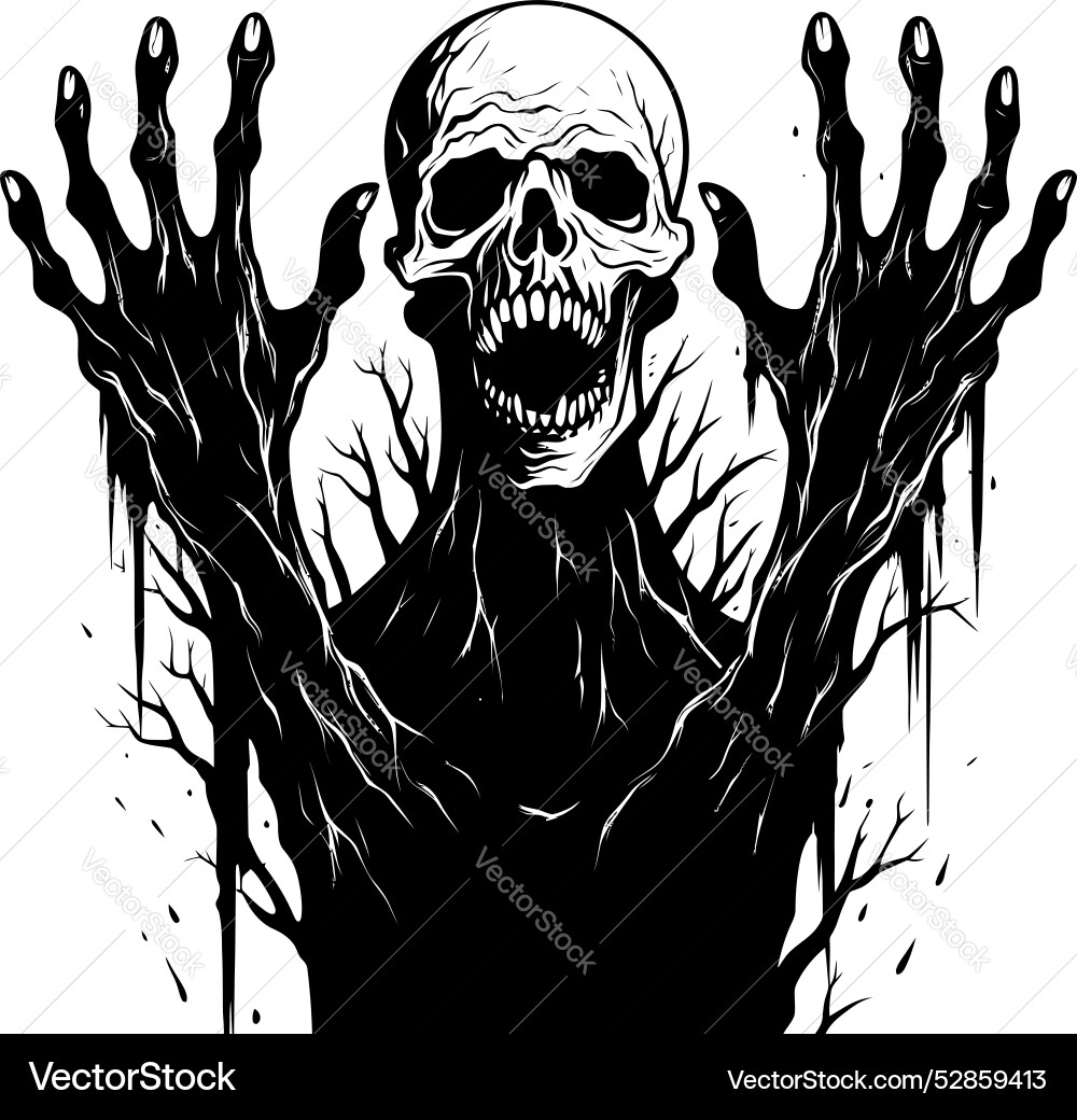 Macabre touch zombie hands symbolic emblem Vector Image