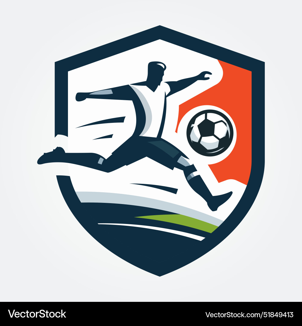Modern hand drawn soccer logo design Royalty Free Vector