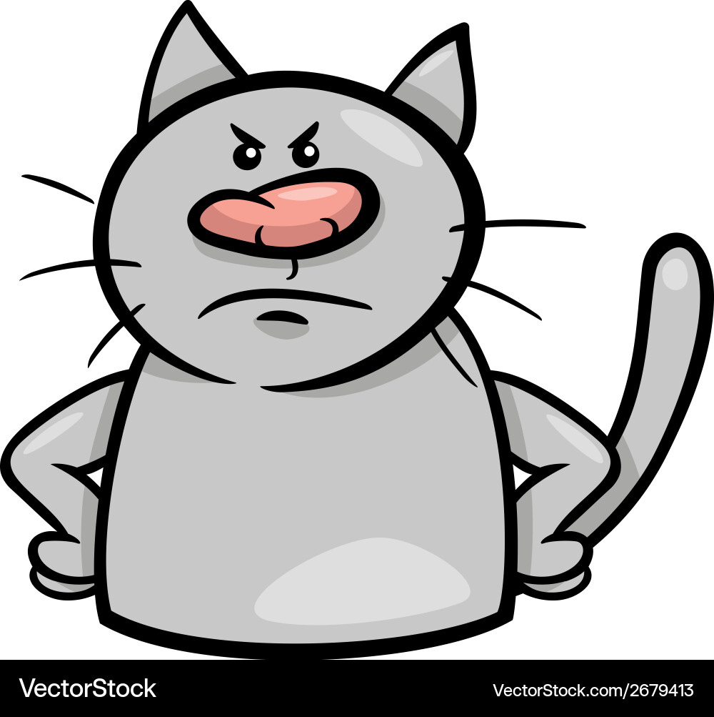 Mood angry cat cartoon Royalty Free Vector Image