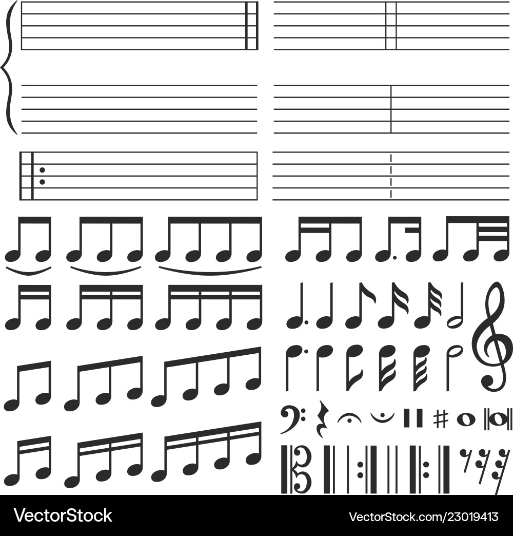 Music notes musical melody notation note tone Vector Image