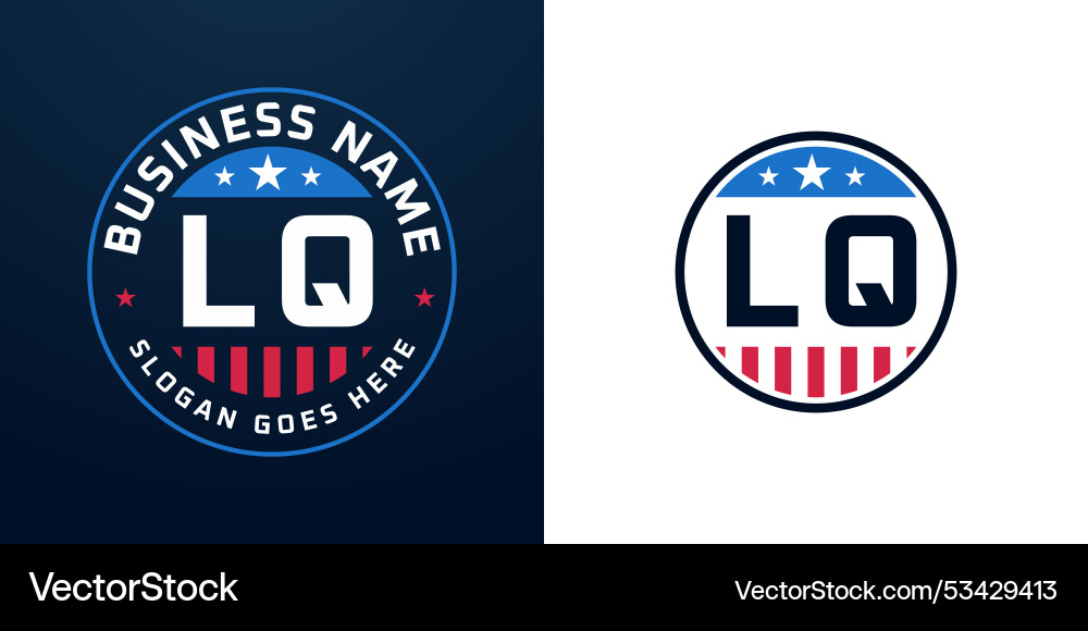 Patriotic lq logo design letter Royalty Free Vector Image