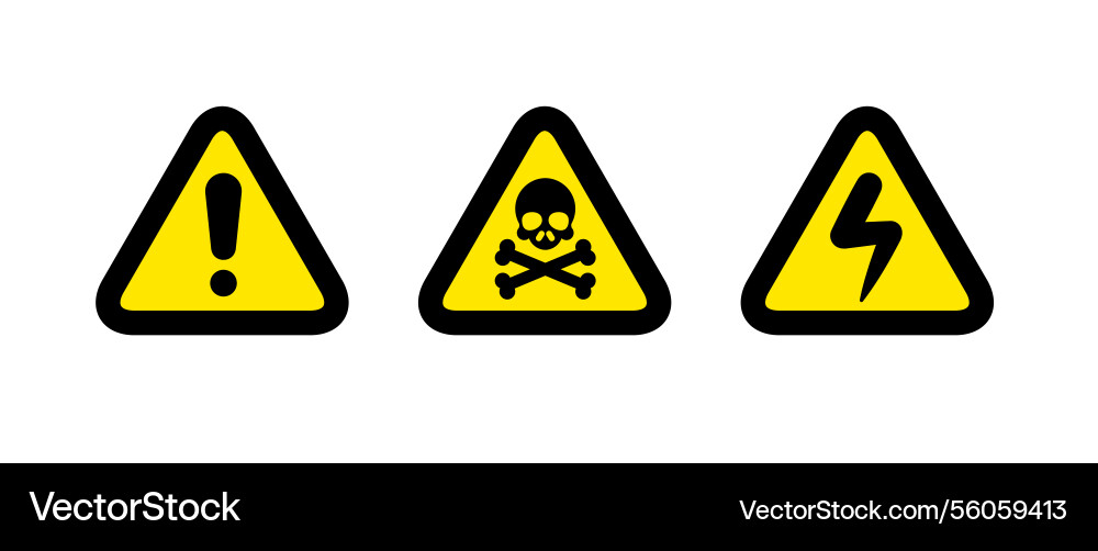 Set of three warning signs with exclamation mark Vector Image