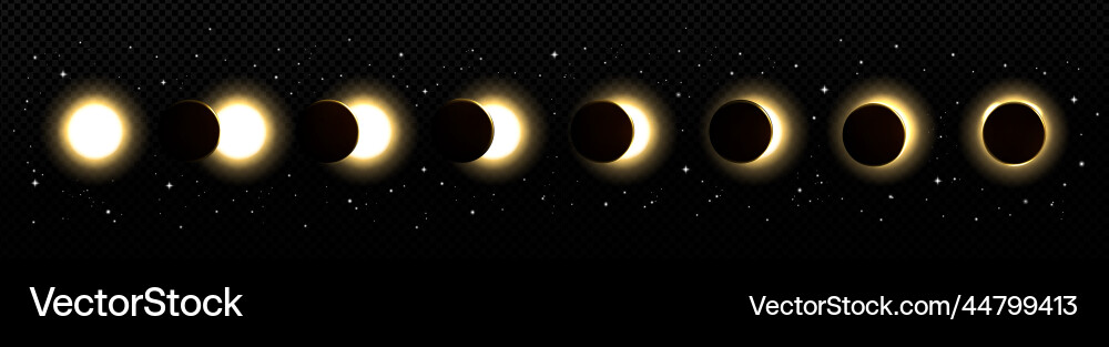 Solar eclipse in different phases Royalty Free Vector Image