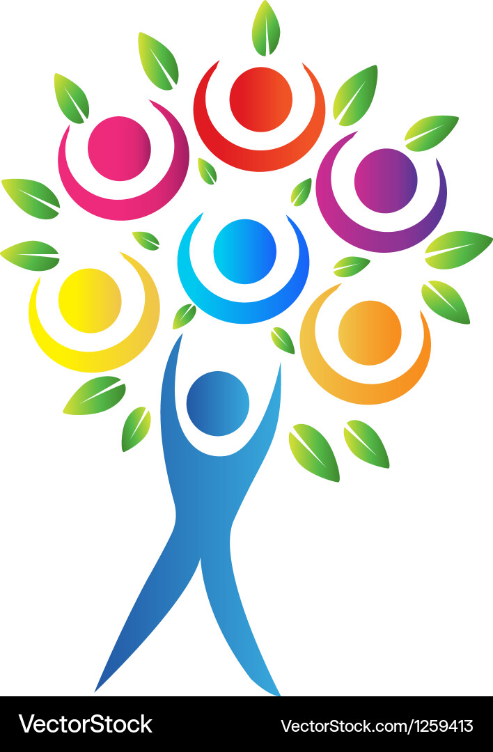 Tree teamwork logo Royalty Free Vector Image - VectorStock