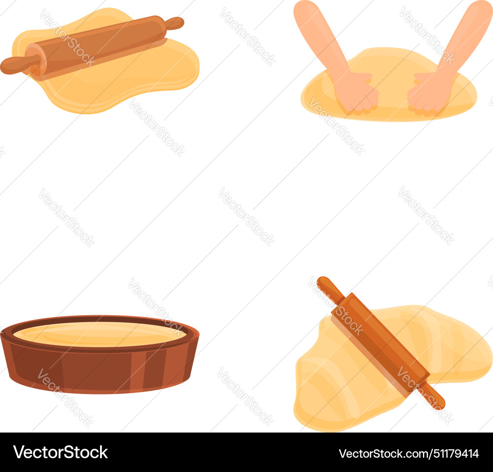 Backvorgang Icons setzen Cartoon Kneten Lizenzfreier Vektor