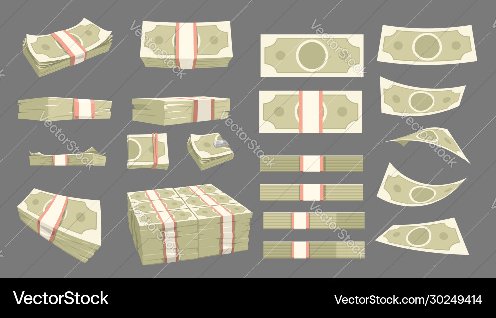 Cartoon different shape money set Royalty Free Vector Image