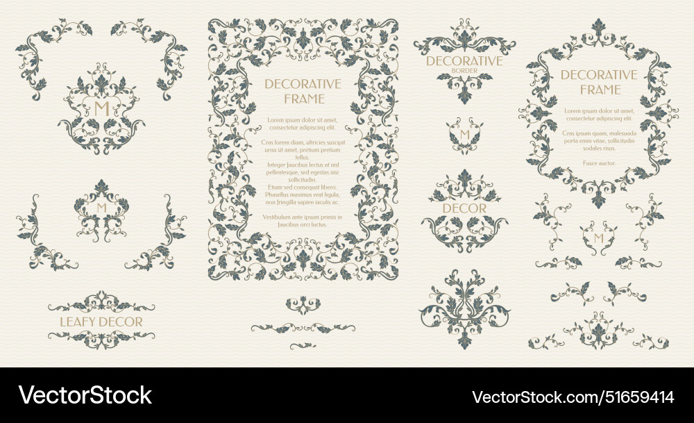 Collection of decorative elements borders Vector Image