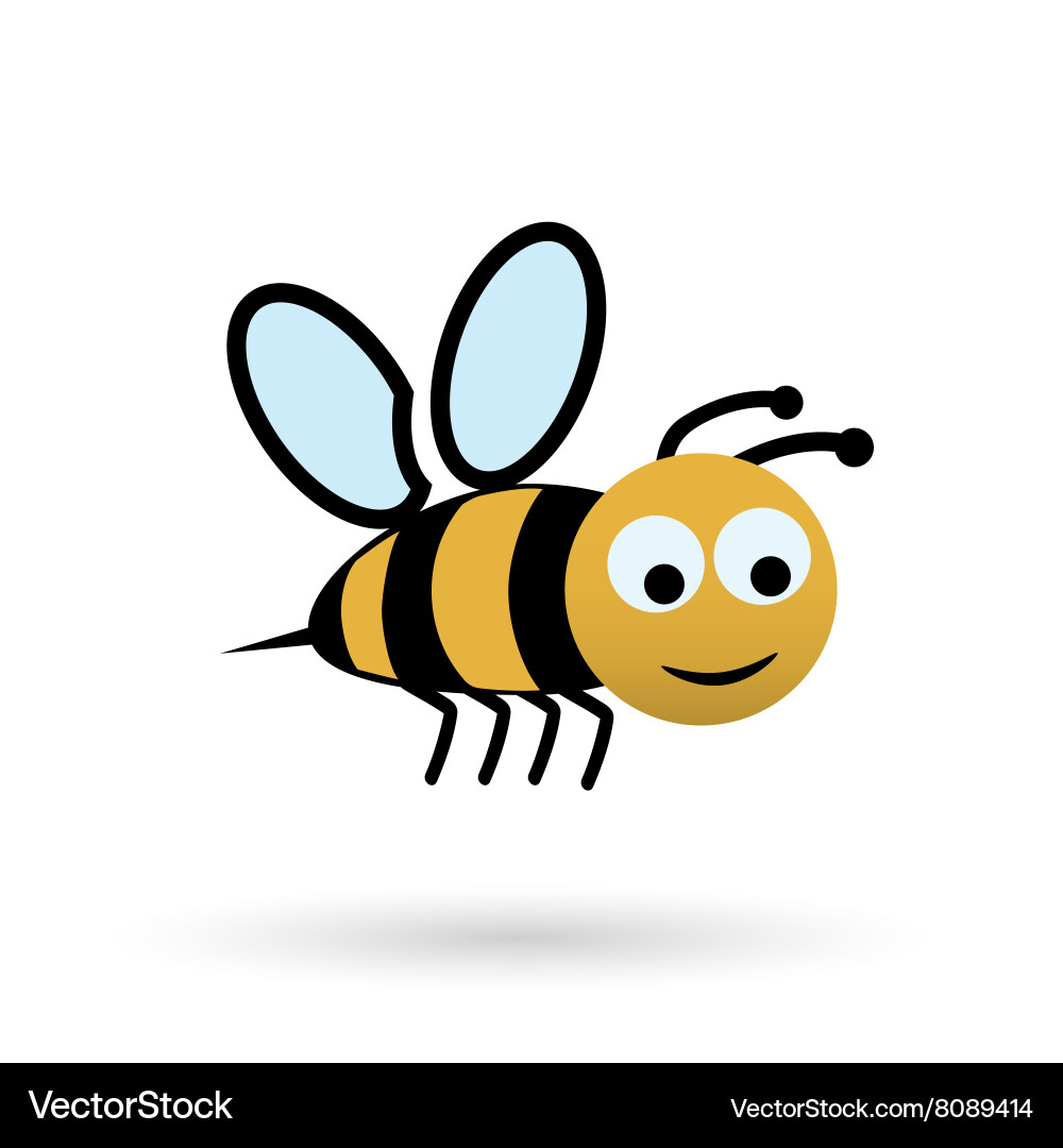 Colorful happy bee character simple icon eps10 Vector Image