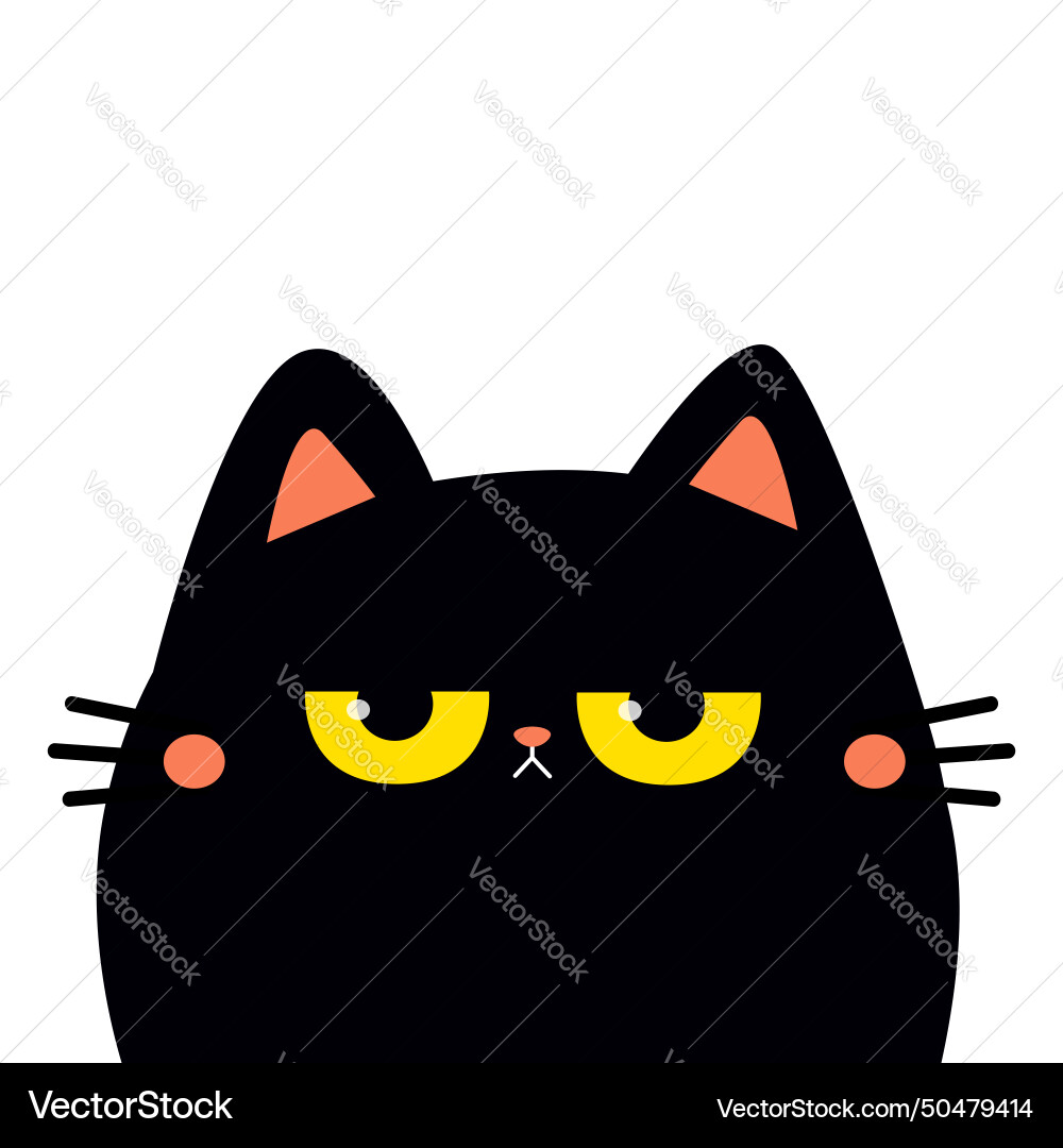 Cute cat sad angry face head kitten with big Vector Image