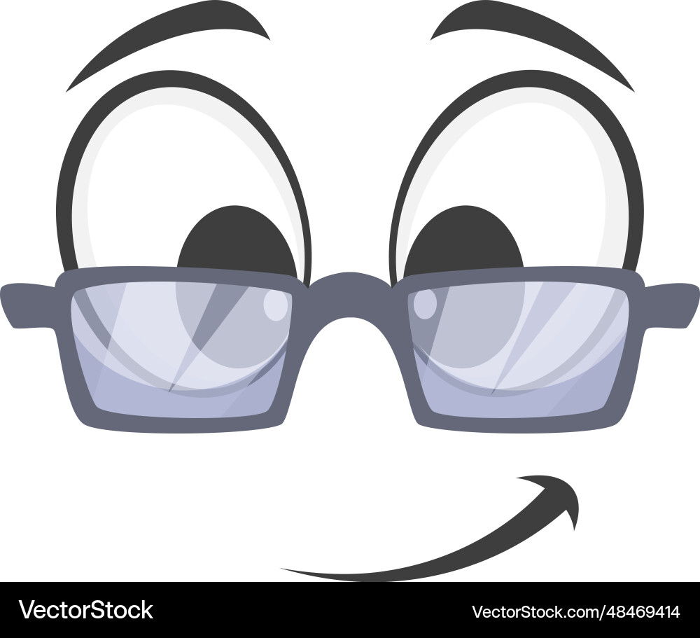 Brillen Gesicht emoji smart clever comic Vektorbild