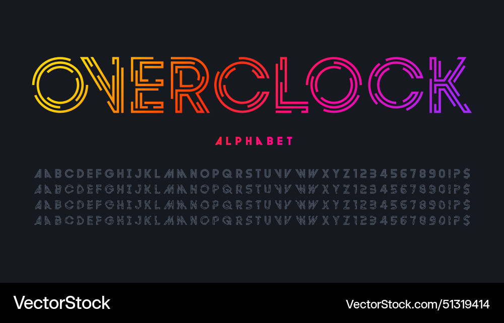 Futuristic alphabet design character set Vector Image