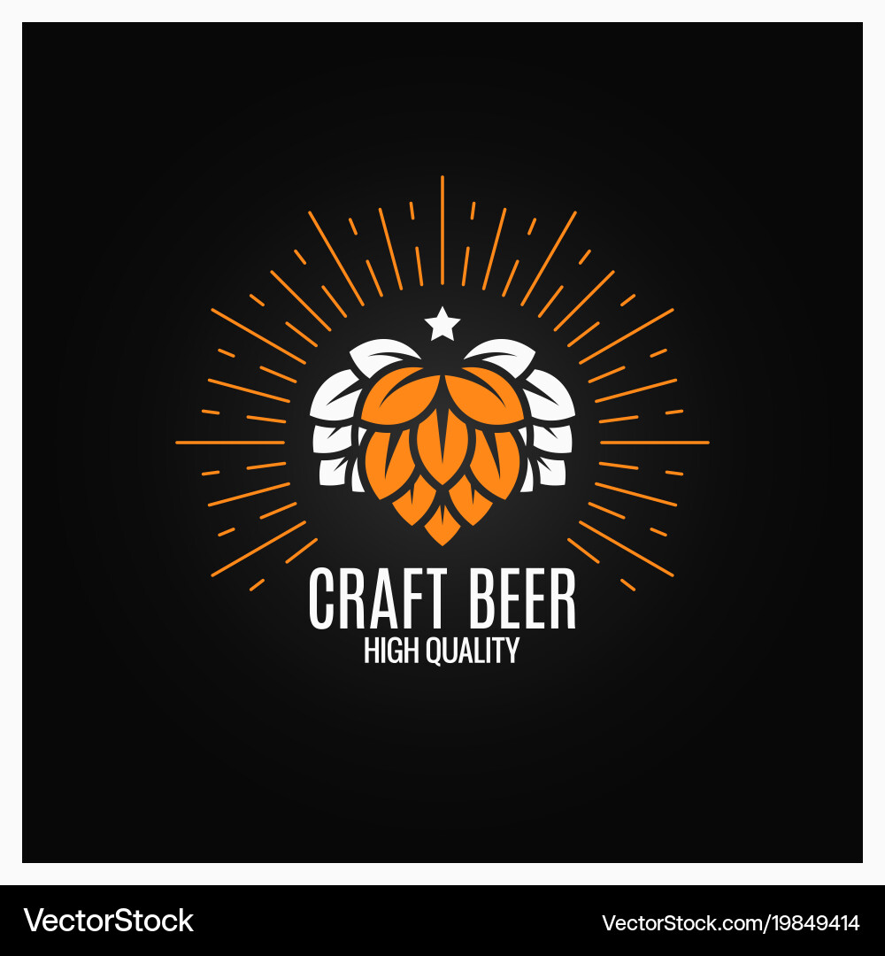 Hops Beer Logo - Black Background Royalty Free Vector Image