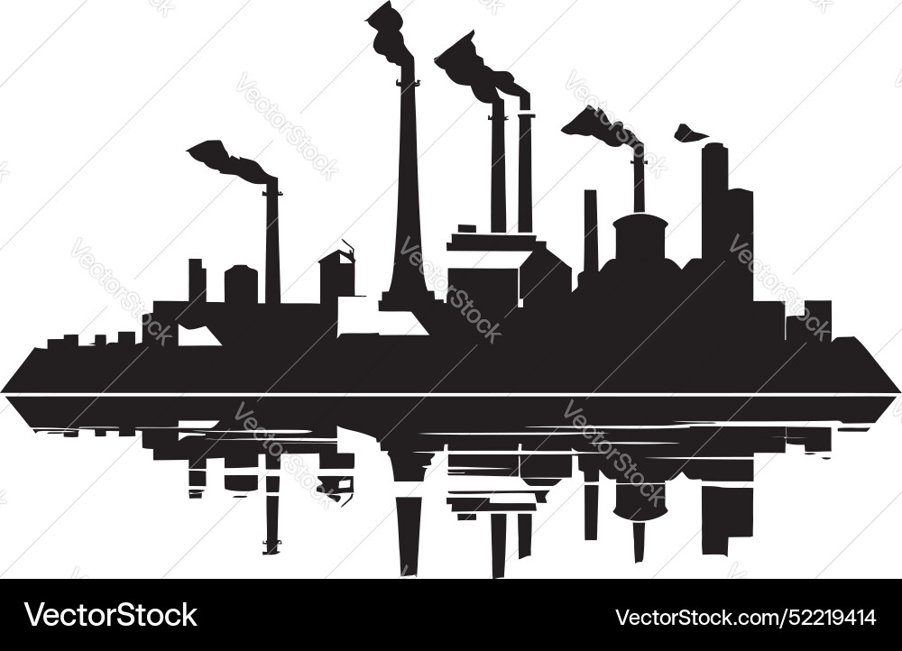 Innovation nexus black factory emblem symbolizing Vector Image