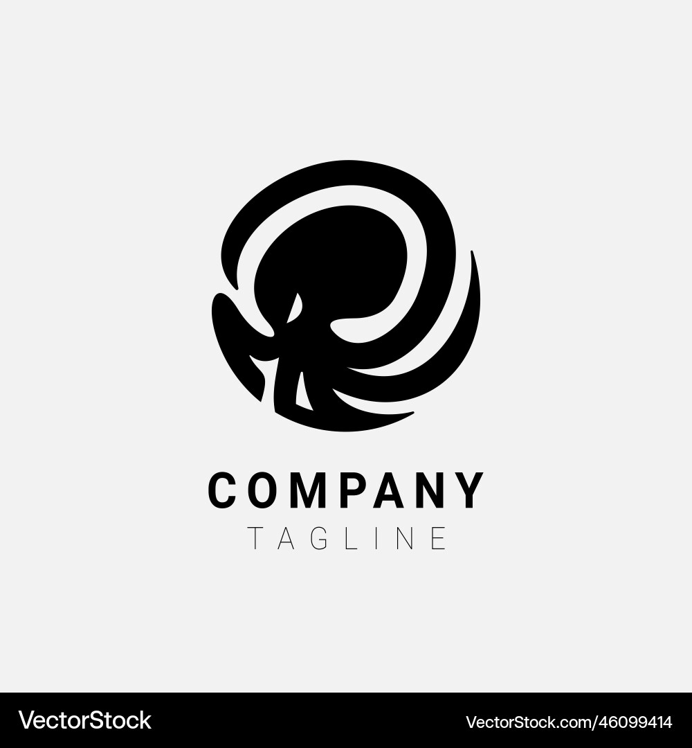 Octopus circle minimalist logo design Royalty Free Vector